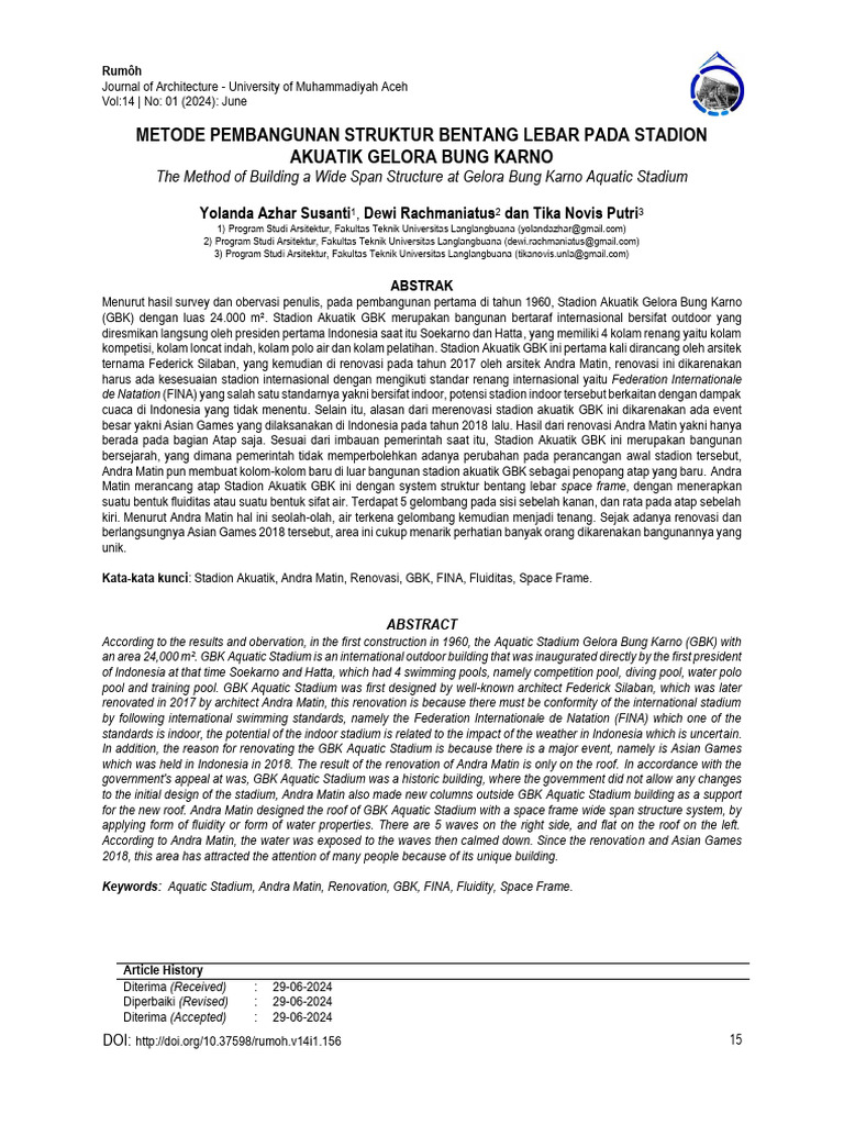 Metode Pembangunan Struktur Bentang Lebar Pada Stadion Akuatik Gelora Bung Karno Final | PDF