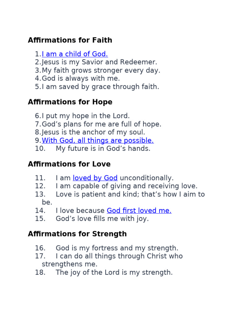 Affirmations For Faith | PDF