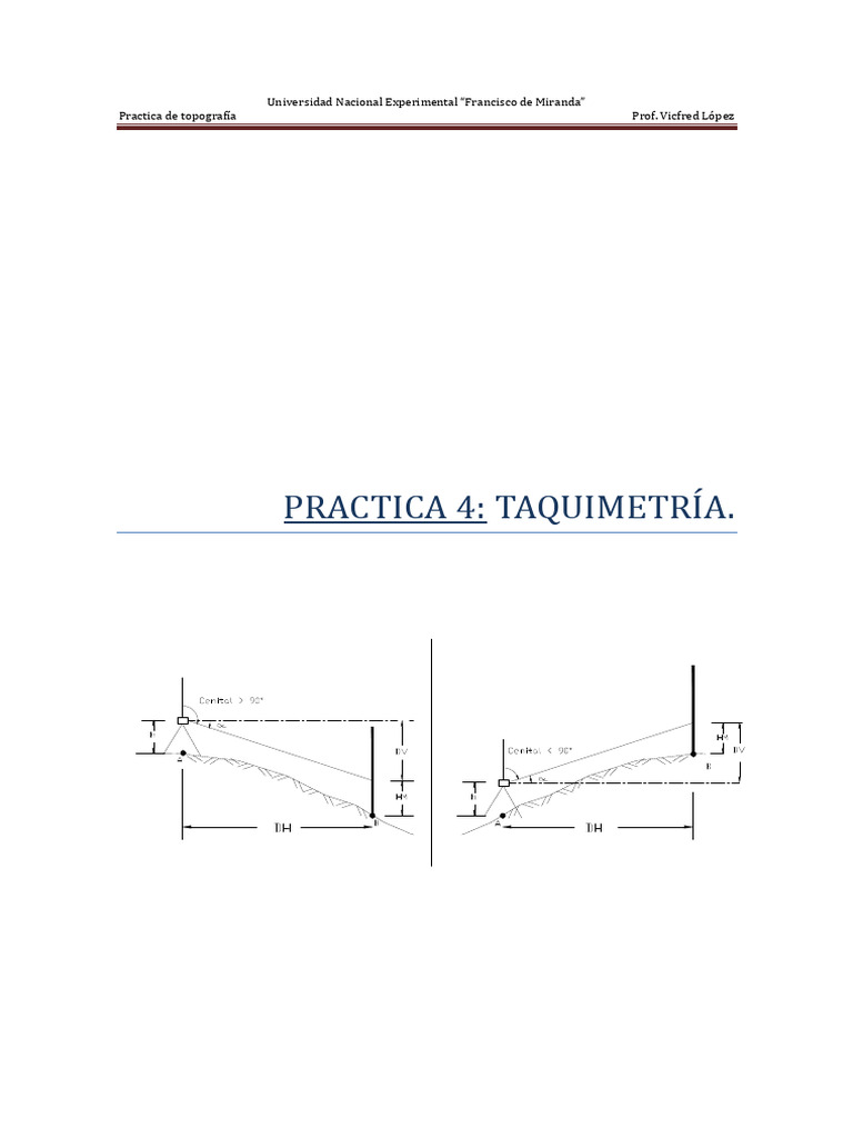 Práctica de Taquimetría en Topografía | PDF | Topografía