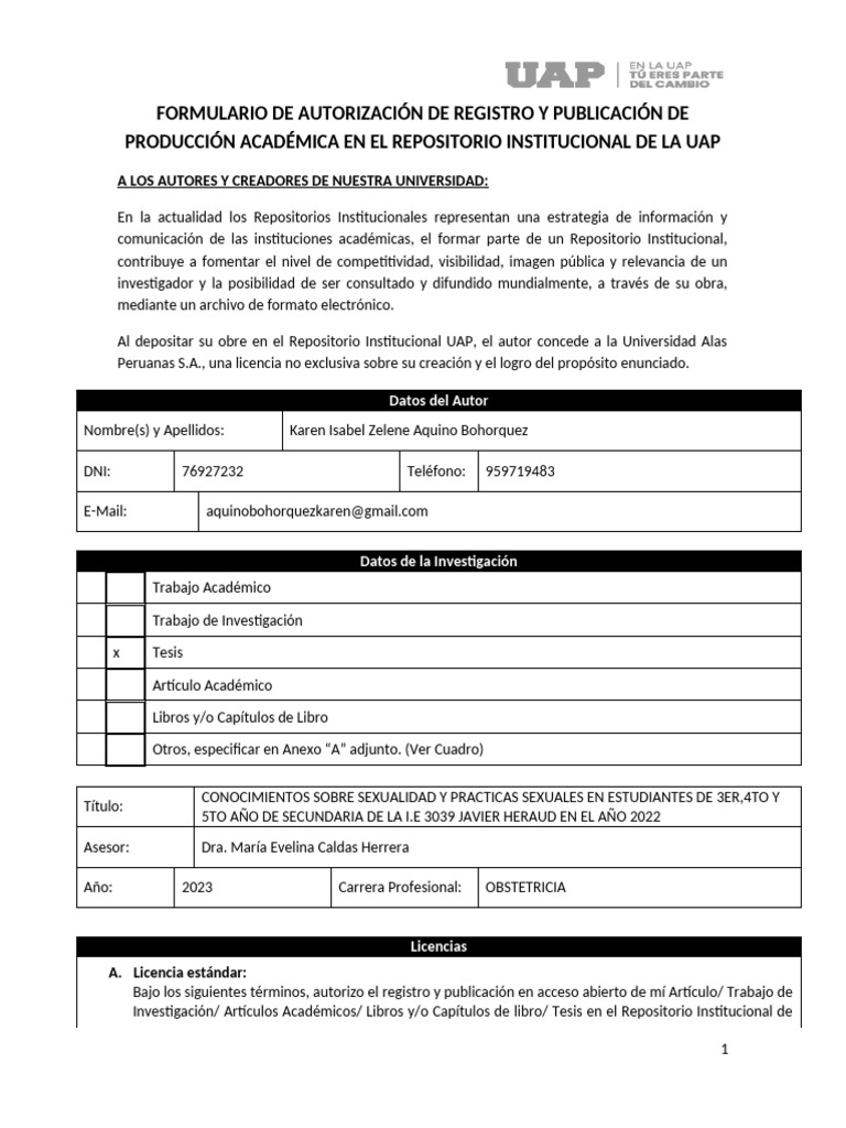 FORMULARIO DE AUTORIZACIÓN DE REGISTRO Y PUBLICACIÓN DE PRODUCCIÓN ACADÉMICA EN EL REPOSITORIO ...