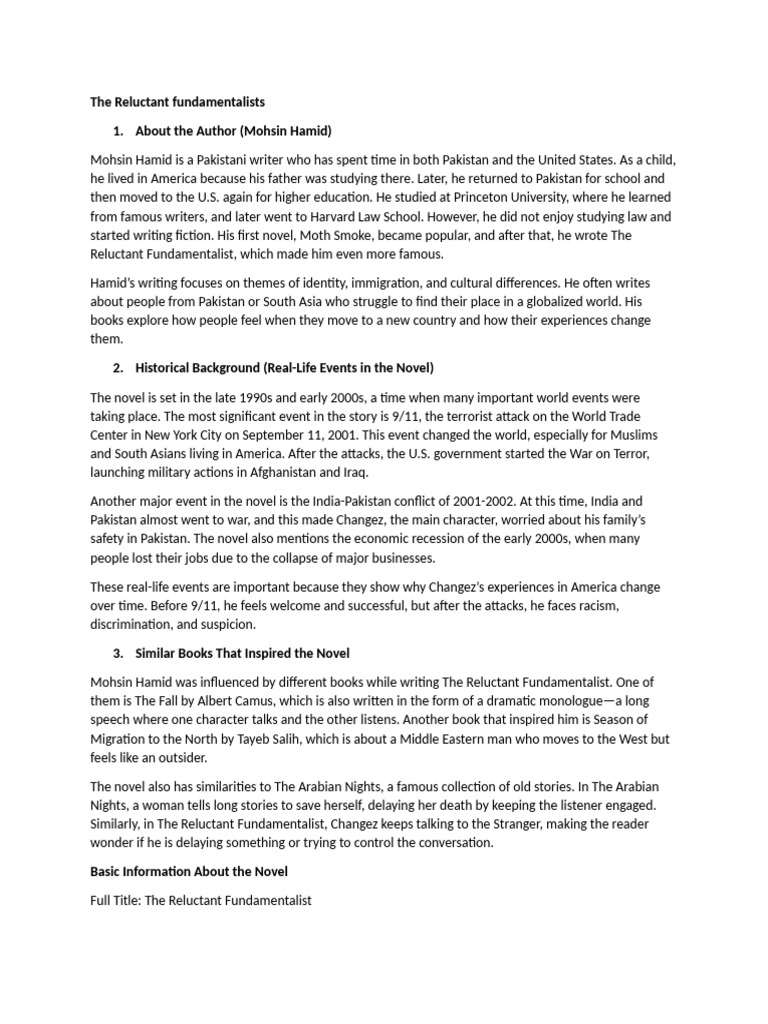 Reluctant Fundamentalists Book Notess | PDF