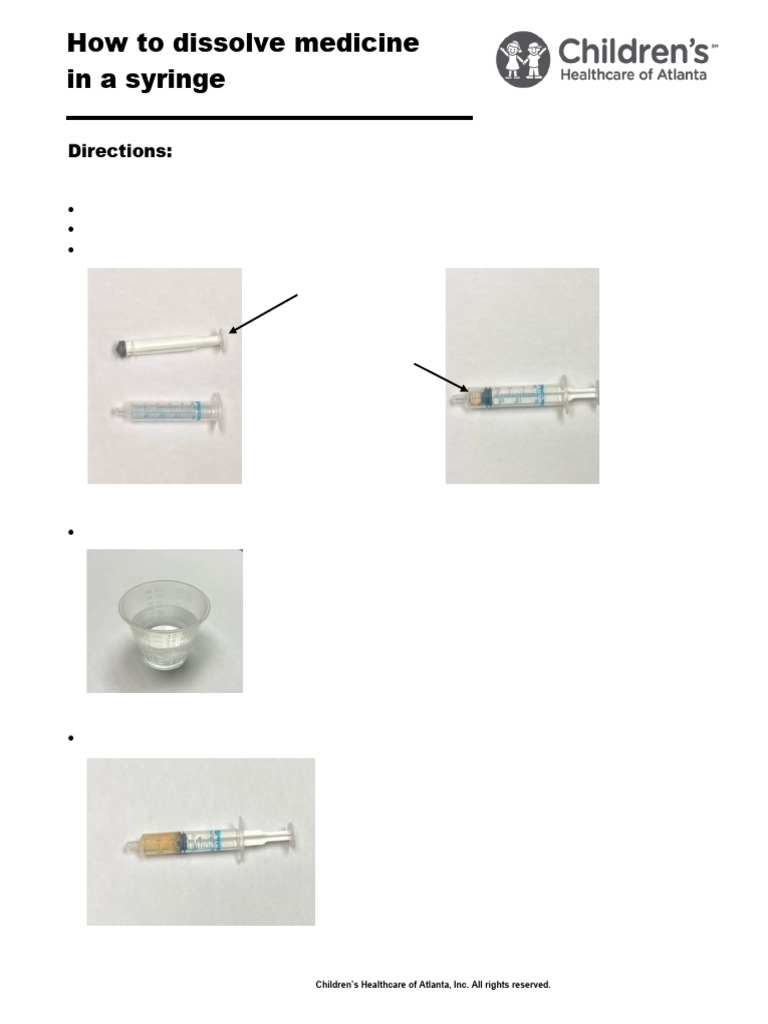 How To Dissolve Medicine in A Syringe | PDF