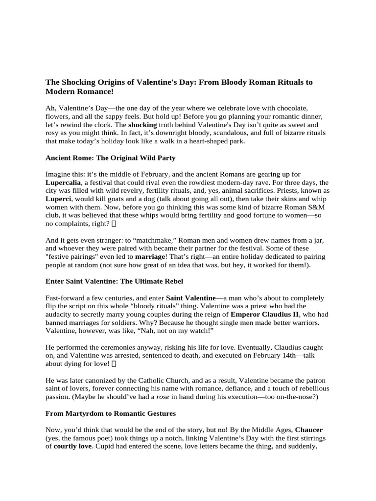 The Shocking Origins of Valentine | PDF | Valentine's Day