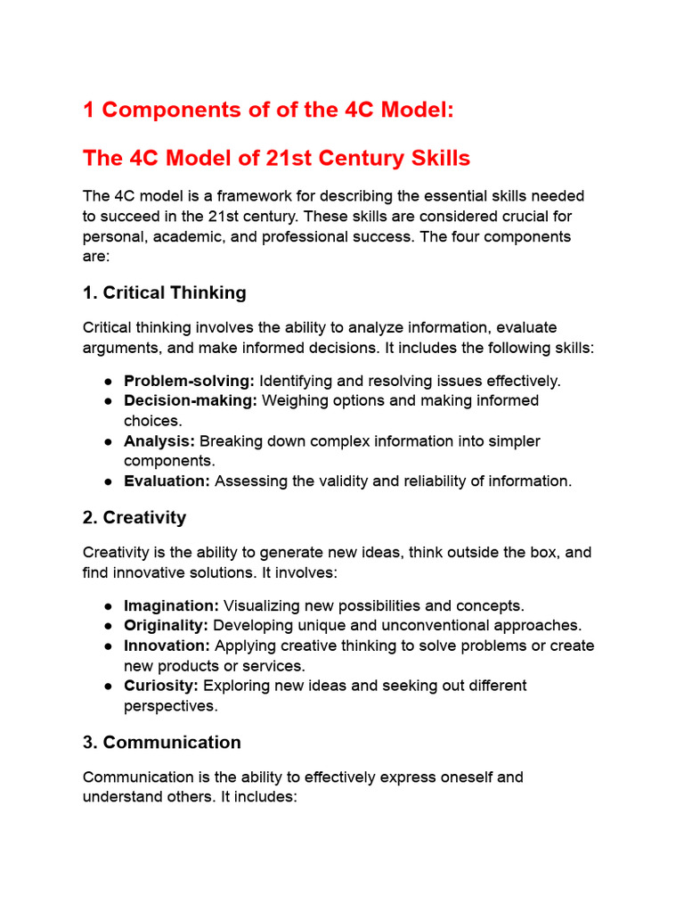 21st Century Skills: The 4C Model Explained | PDF | Computer Security ...