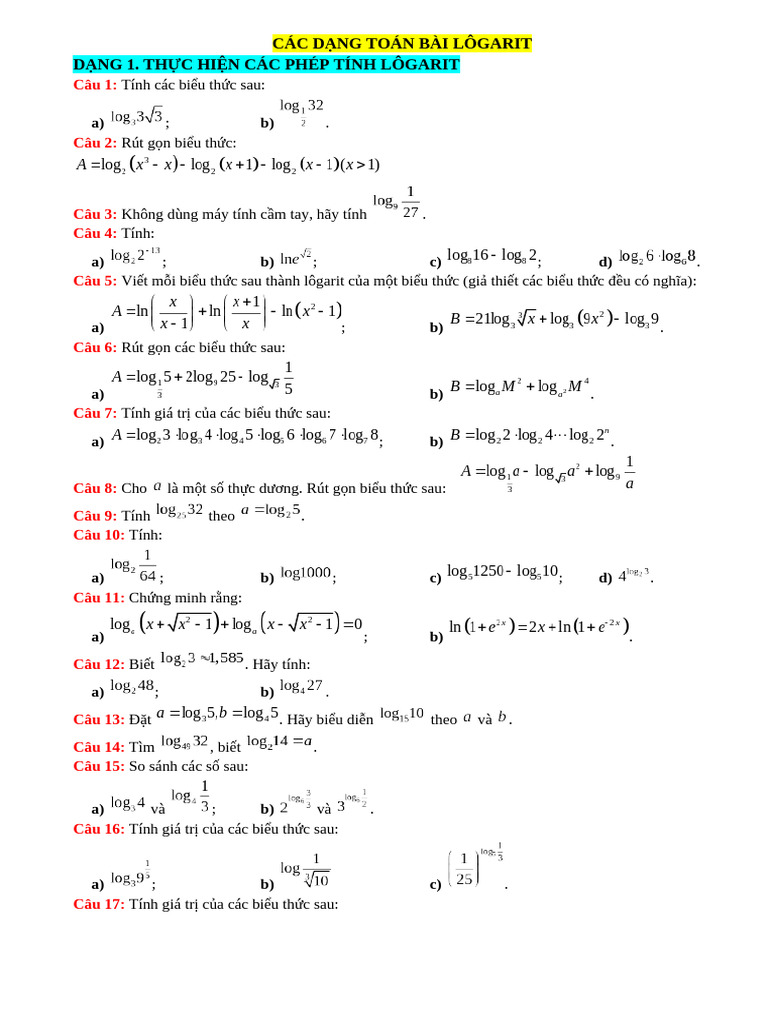 thuvienhoclieu.com-Cac-dang-toan-bai-logarit | PDF