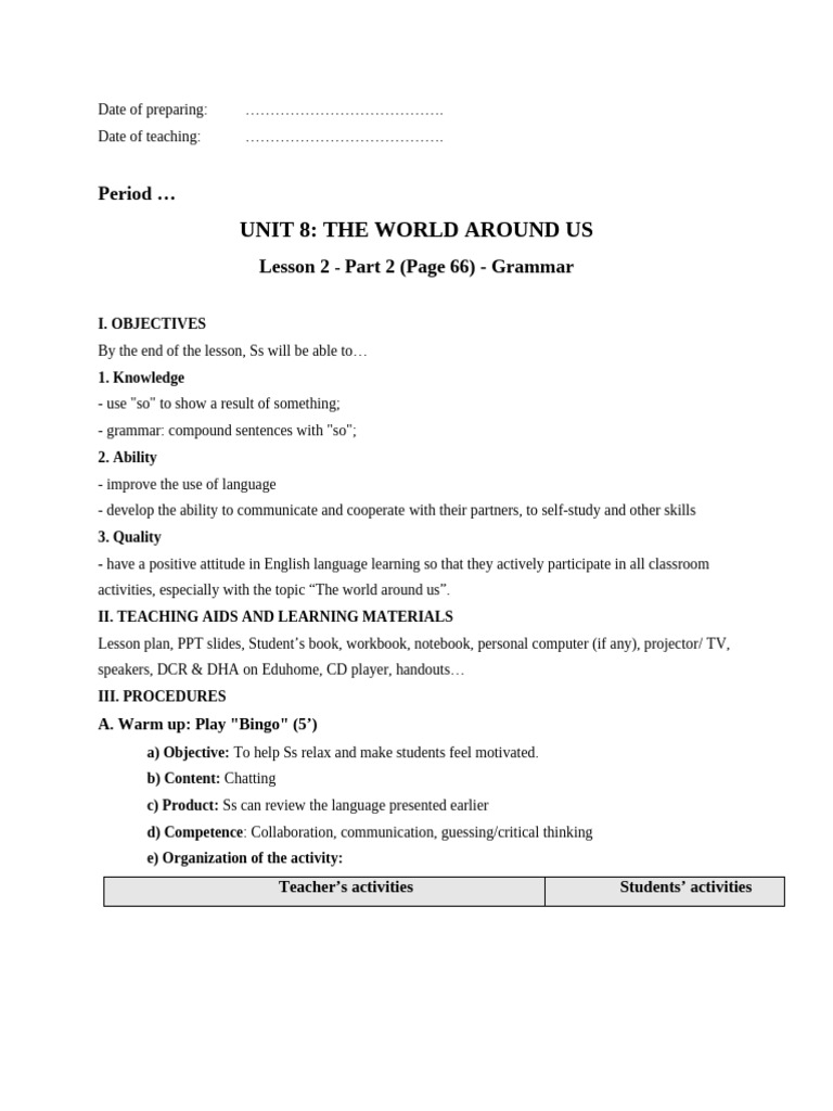 UNIT 8 - LESSON 2 - PART 2 - Grammar1 | PDF | Sentence (Linguistics) | Behavior Modification