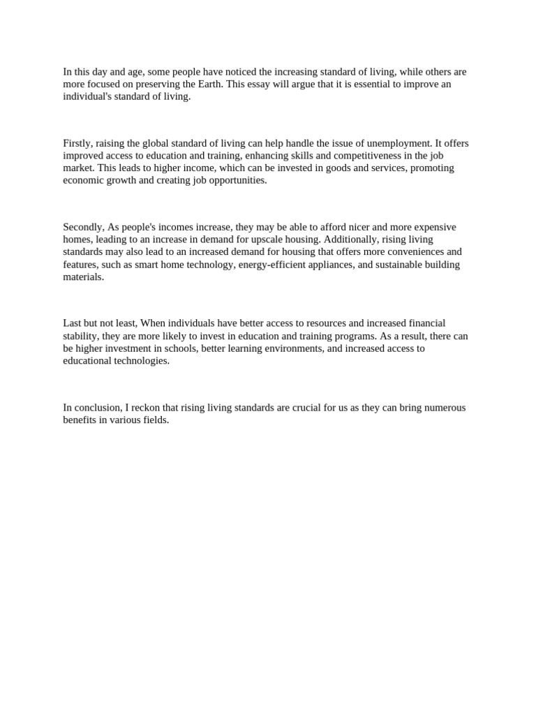 Benefits of Rising Living Standards | PDF