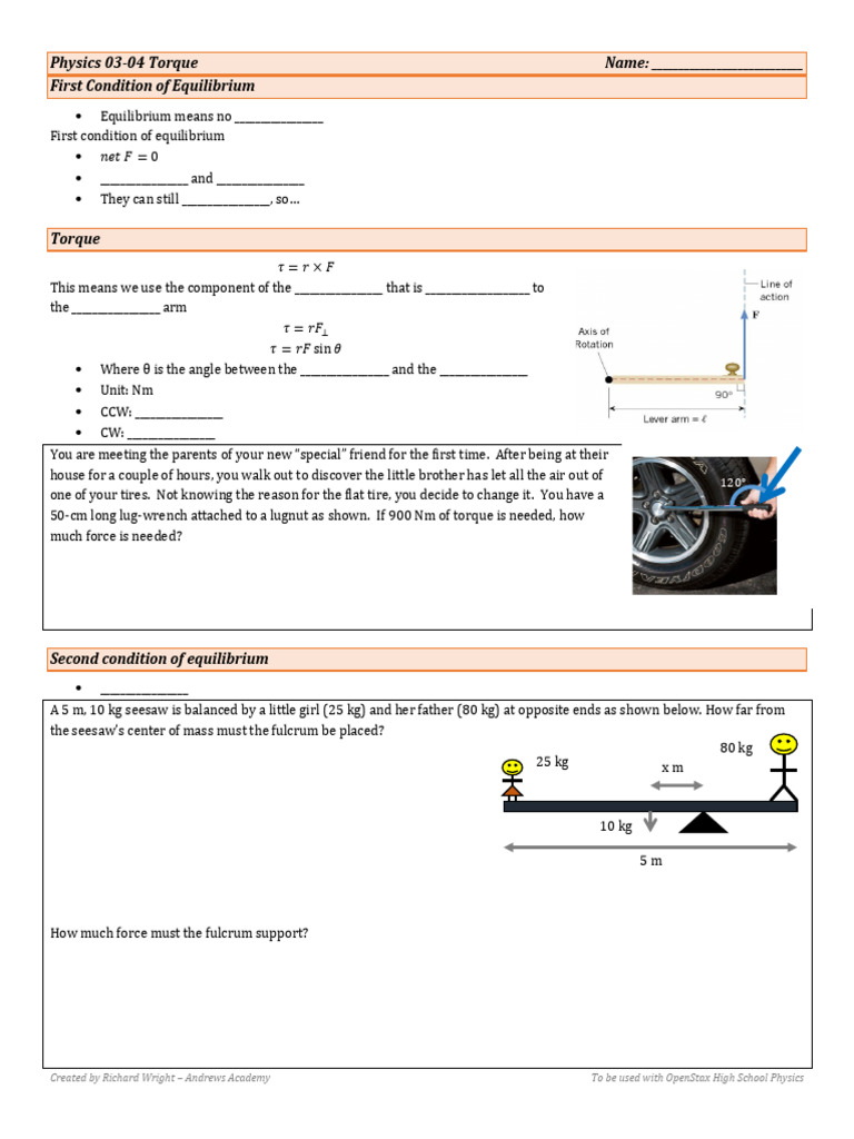 Dynamic Equilibrium and Torque Analysis | PDF | Force | Torque