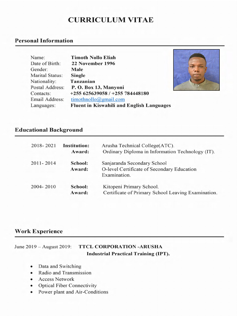 Timoth CV | PDF