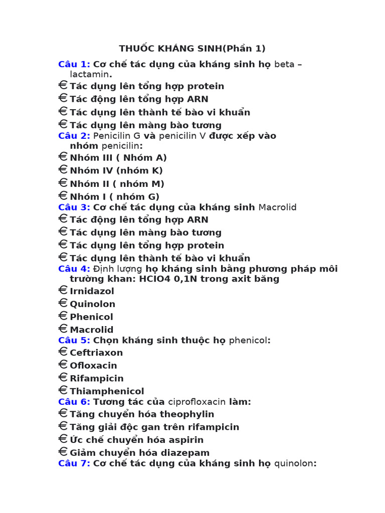 13 THUỐC KHÁNG SINH PHAN 1 | PDF