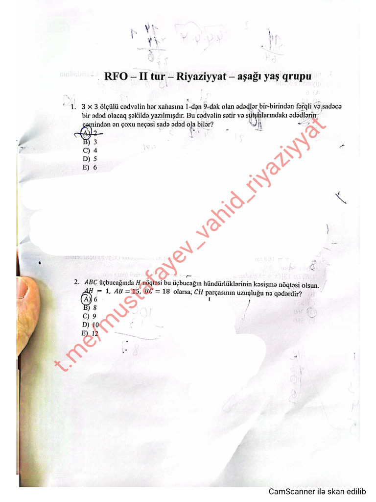 RFO II Tur 8-9 Sinif 23 Fevral 2025 | PDF