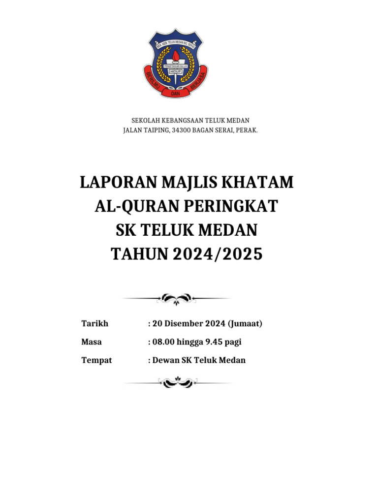 Laporan Majlis Khatam Al-Quran 2024 | PDF