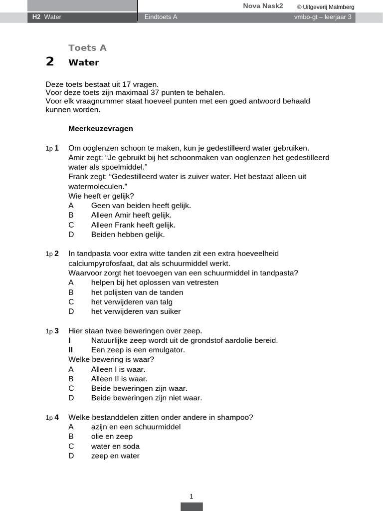 Nova - Nask2 - 3gt - H2 - Eindtoets - ASE Toets | PDF