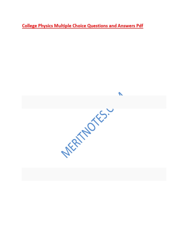 College Physics MCQ | PDF