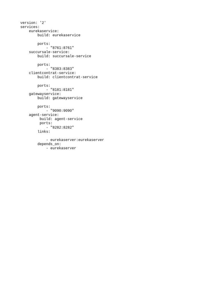 Docker Compose Configuration for Services | PDF