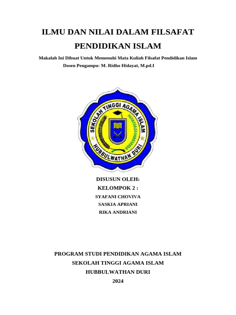 ILMU DAN NILAI DALAM FILSAFAT PENDIDIKAN ISLAM | PDF