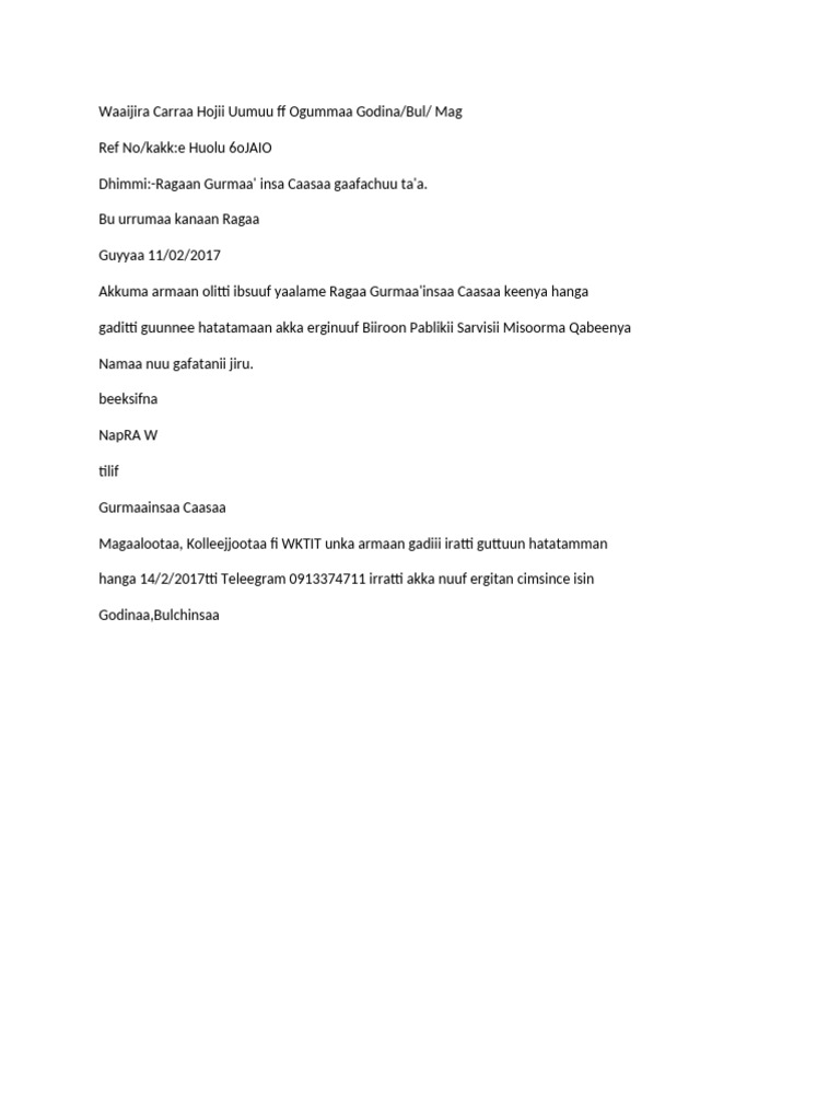 Waaijira Carraa | PDF