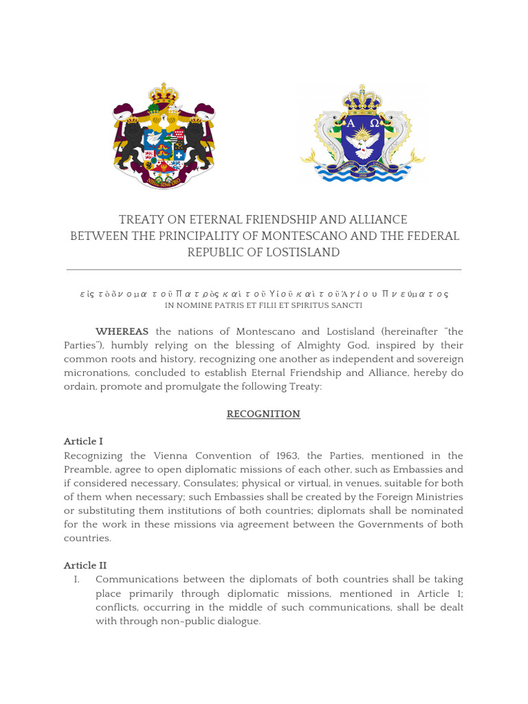 Treaty On Eternal Friendship and Alliance Between The Principality of ...