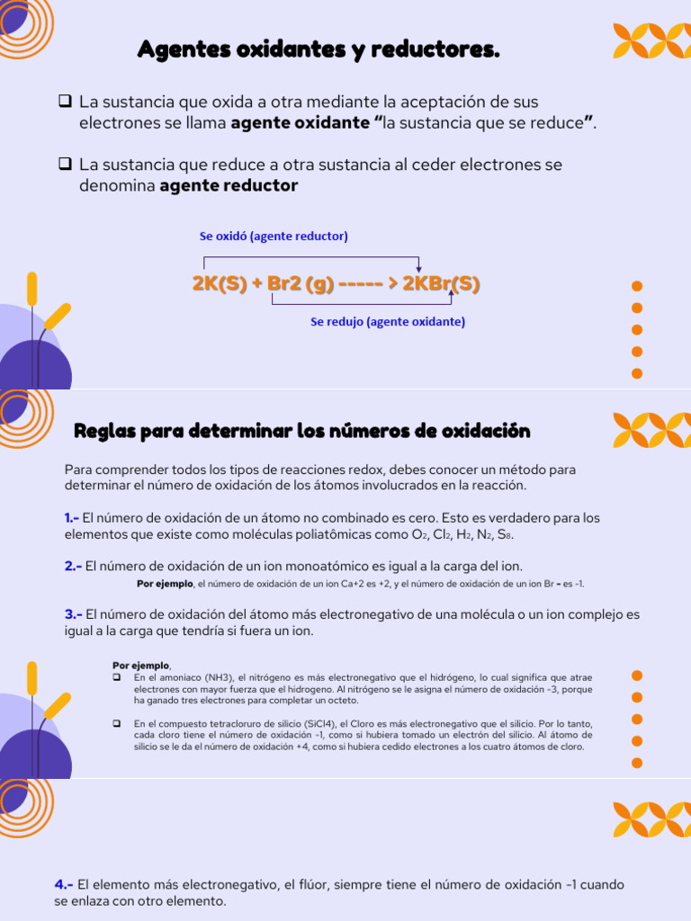 Agentes Oxidantes Y Reductores Reglas Clave Pdf Redox Compuestos