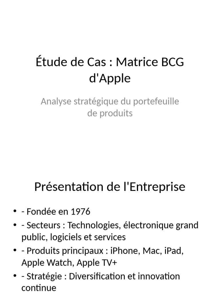Matrice BCG d'Apple : Analyse Stratégique | PDF