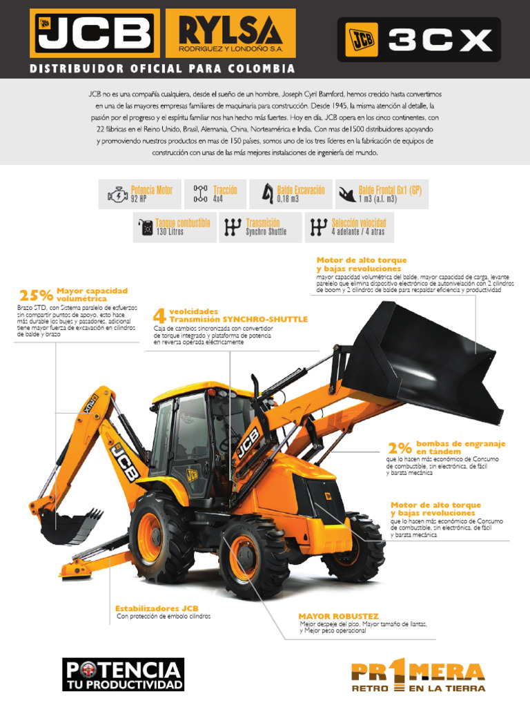 Ficha JCB Retocargadora 3CX | PDF | Transmisión manual | Motores