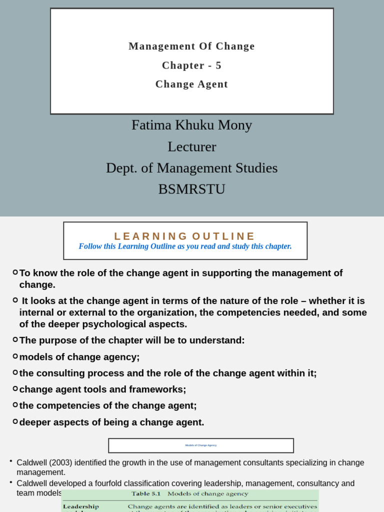 Chapter 5 Change Agent | PDF | Organizational Behavior | Organization Development