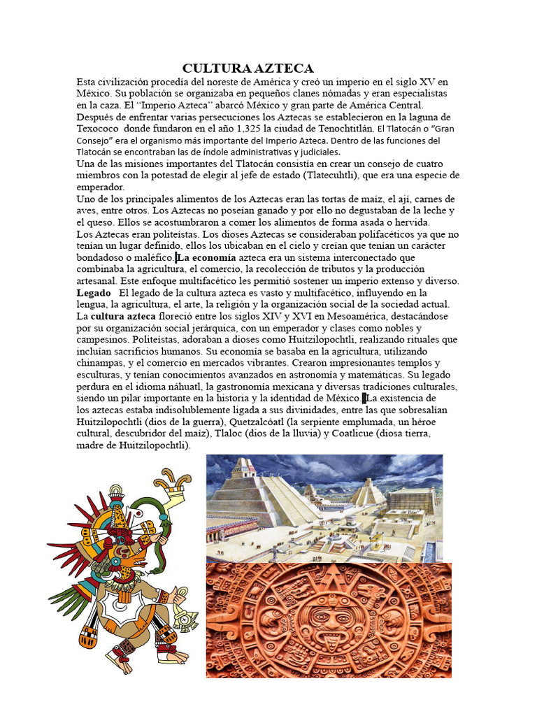 Cultura Azteca: Legado y Creencias | PDF | México