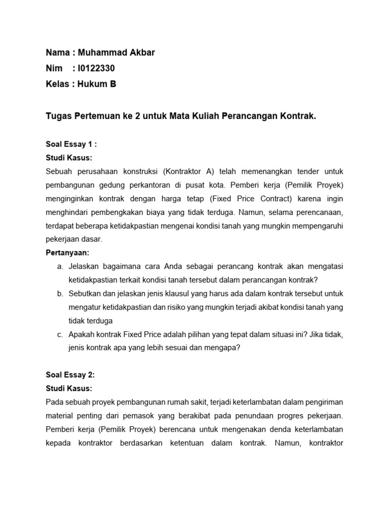 Tugas Perancangan Kontrak | PDF