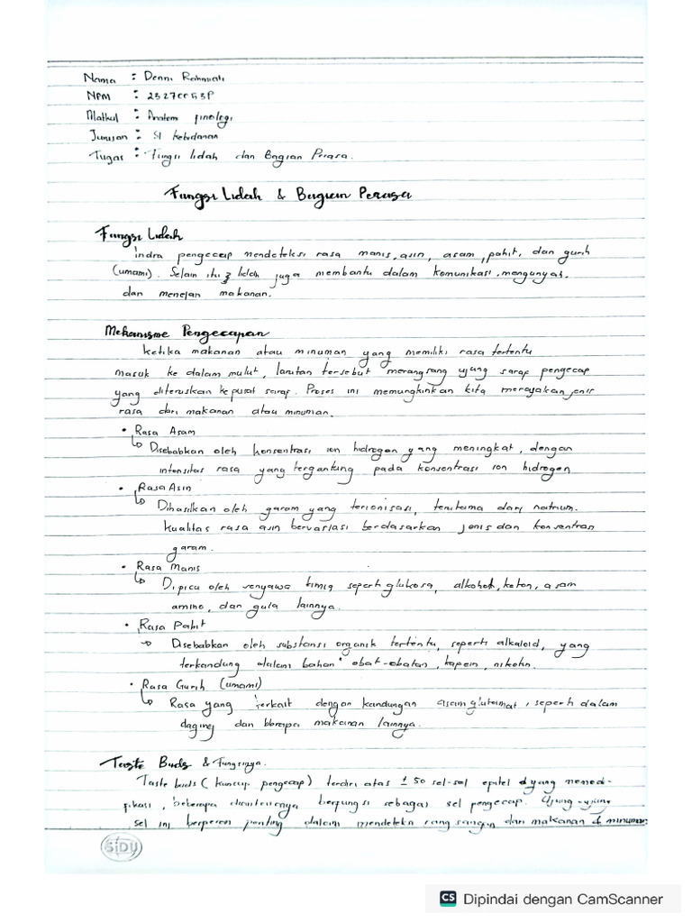 Ringkasan Fungsi Lidah, Bagian Perasa | PDF