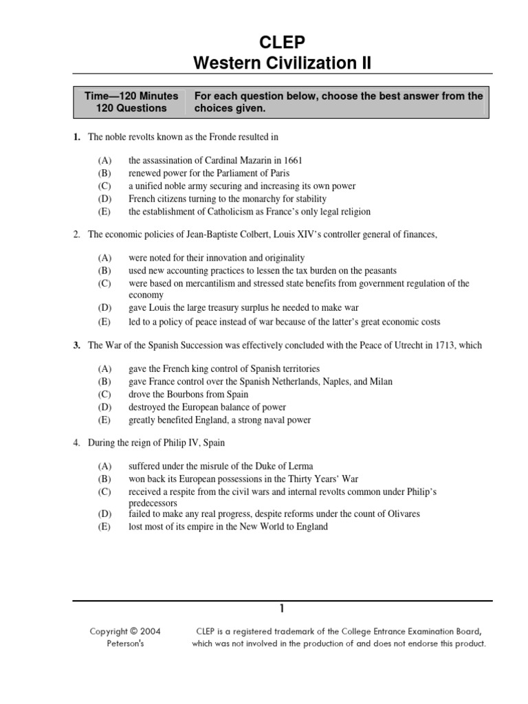Clep Western Civilization II | PDF | World War I | Austria Hungary