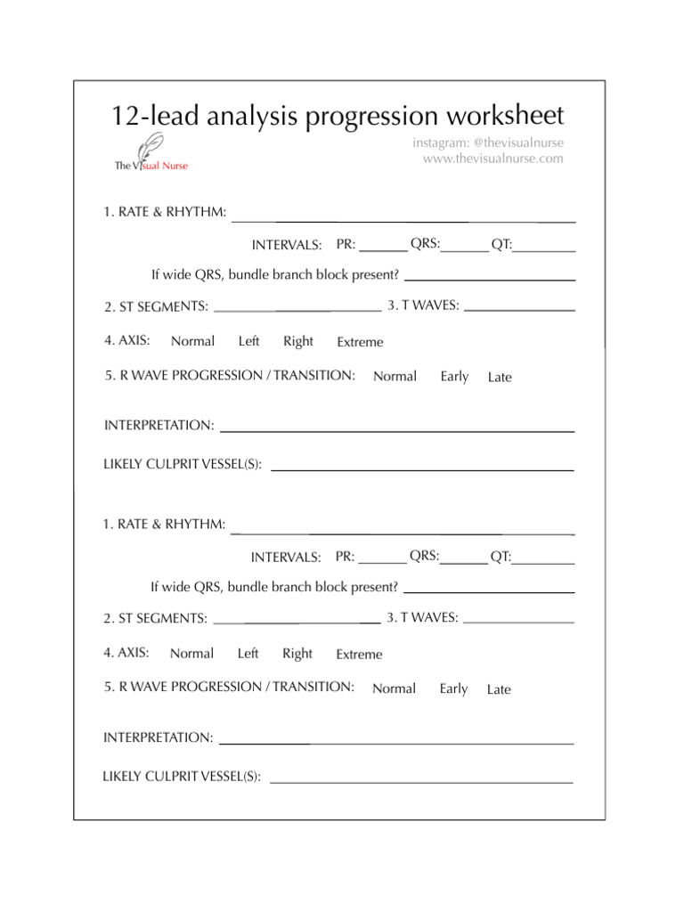 12-Lead ECG Analysis Worksheet | PDF