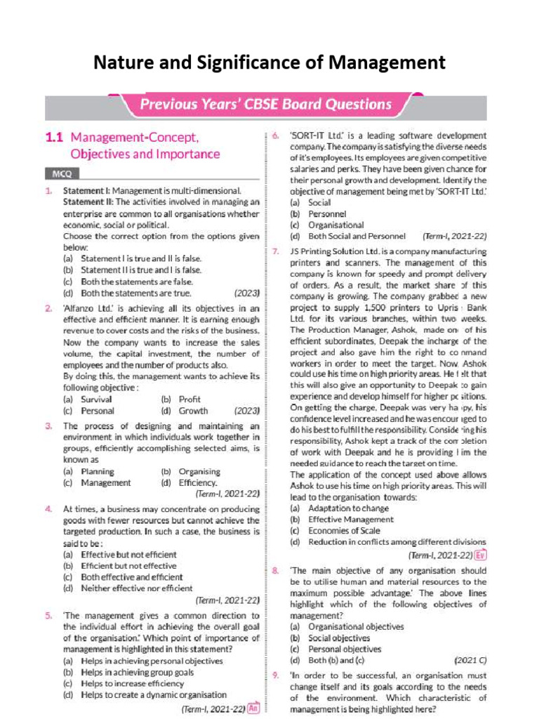 XII BST Chapterwise PYQ 12th PYQs 2024 @CUET - CBSE - 12TH 3 | PDF ...