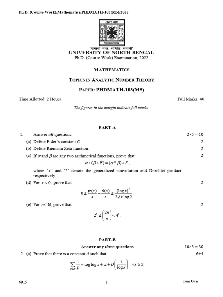 6915 Ph.D. Mathematics PHDMATH-103M5 | PDF | Mathematical Relations ...