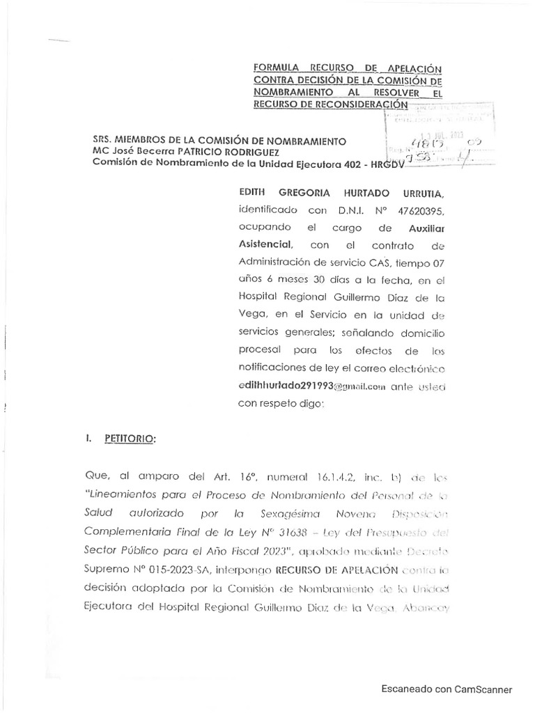 Apelacion Edith Hurtado Urrutia | PDF