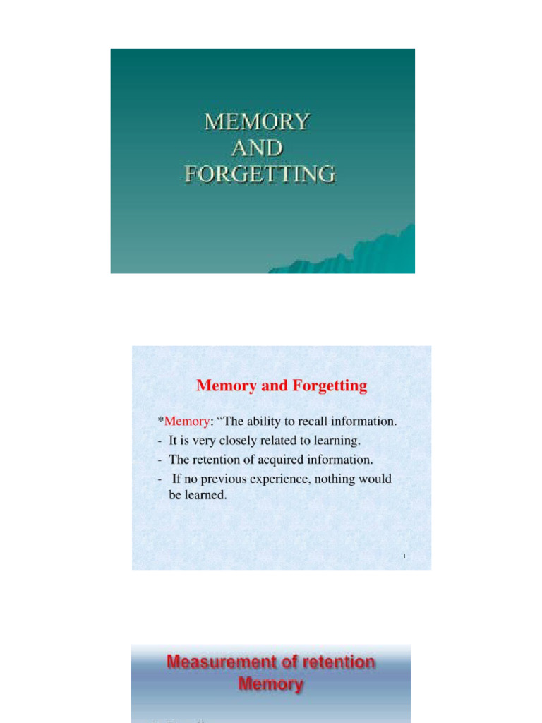 Memory and Forgetting | PDF