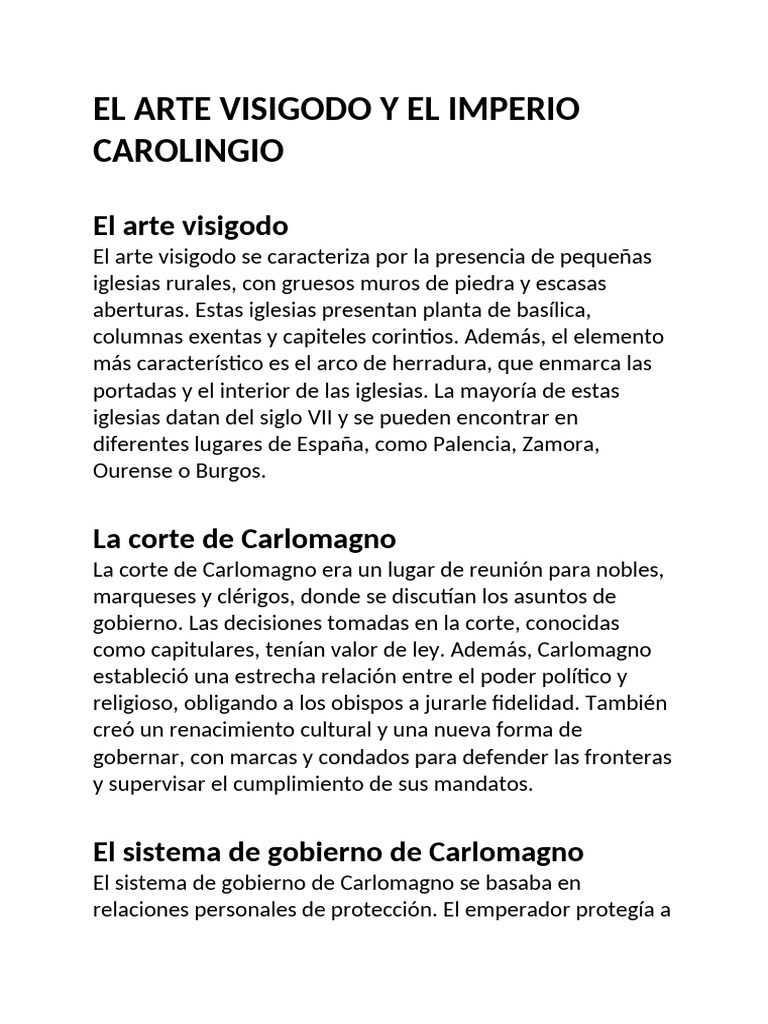 EL ARTE VISIGODO Y EL IMPERIO CAROLINGIO | PDF | imperio Bizantino ...