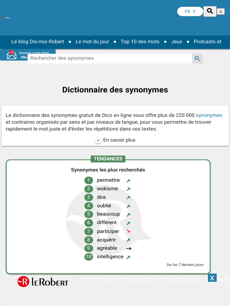 Dictionnaire des synonymes gratuit | PDF