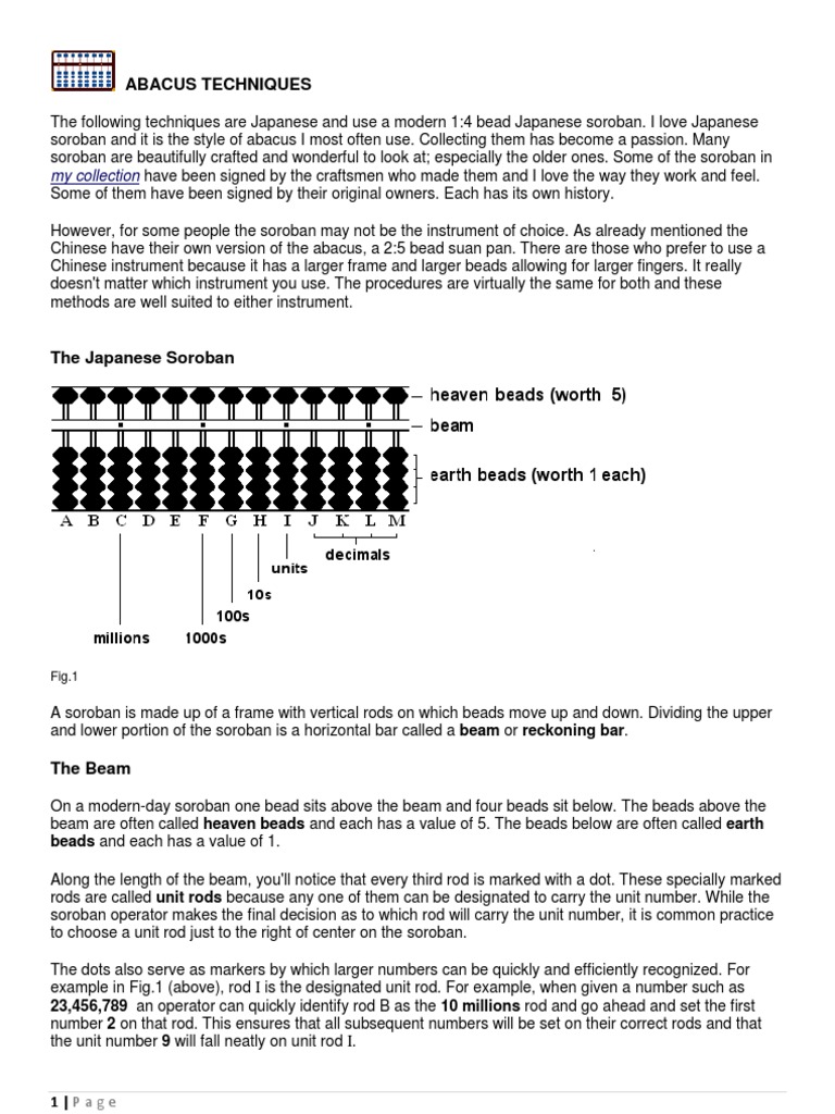 Abacus Techniques and Methods Guide | PDF | Division (Mathematics ...