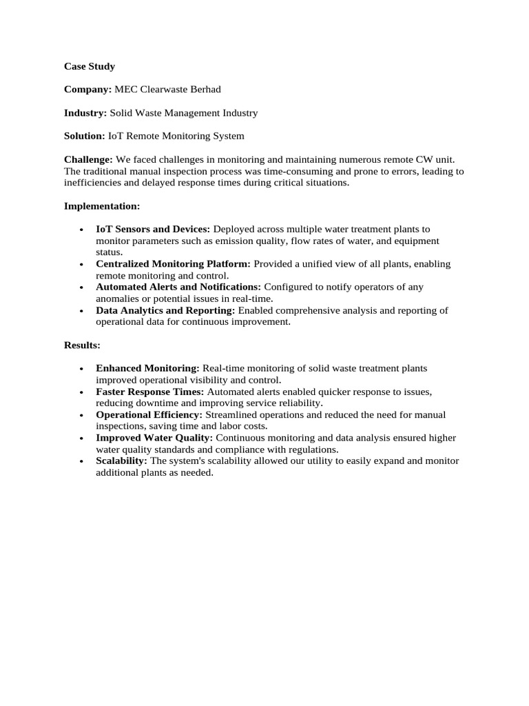 Case Study - IoT Remote Monitoring System | PDF