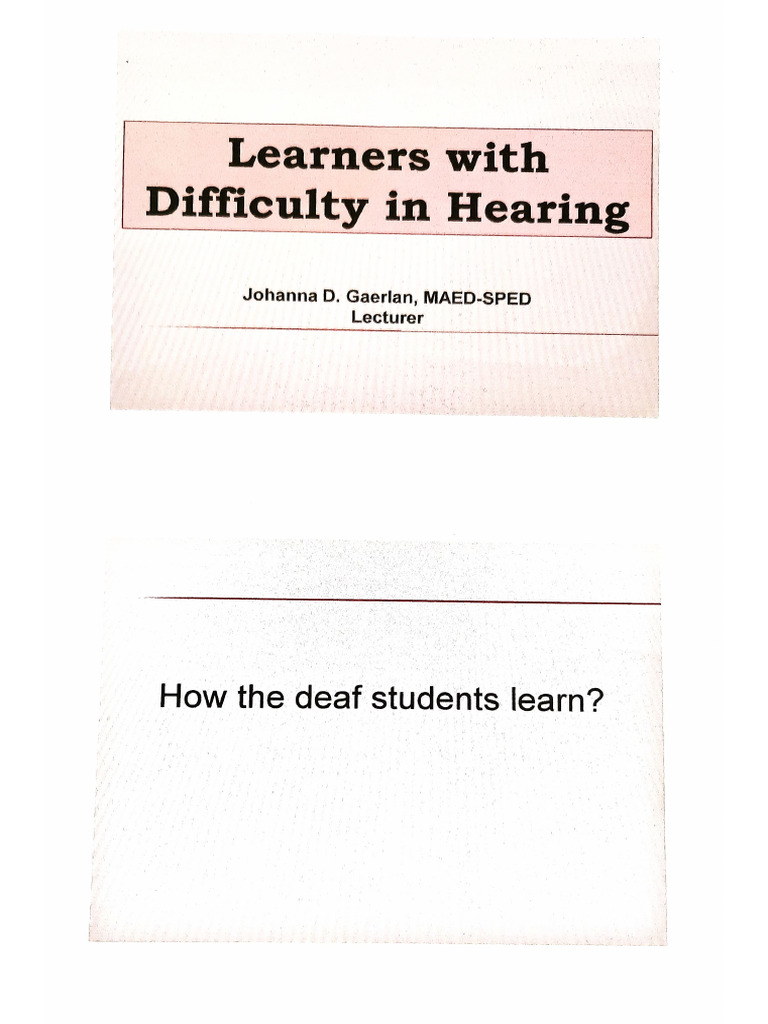Learners With Difficulty in Hearing (Part 2) | PDF
