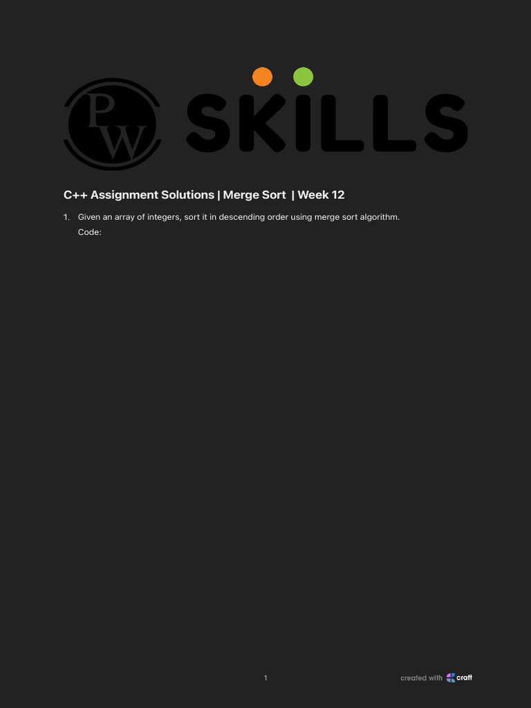 Advanced Sorting Solution to Assignment 01 PW Skills Decode 647 | PDF