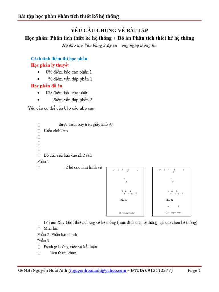 Yeucau baitaplonPTTKHT | PDF