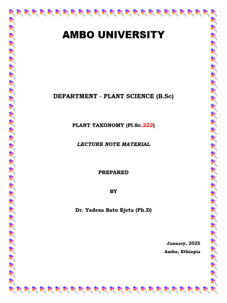 Plant Taxonomy Lecture Notes | PDF | Taxonomy (Biology) | Fertilisation