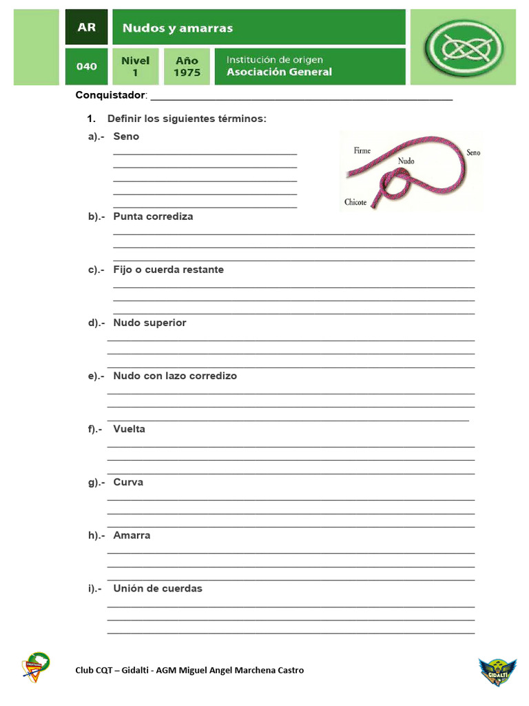 AR 040 Especialidad de Nudos y Amarras | PDF | Cuerda | Scoutcraft