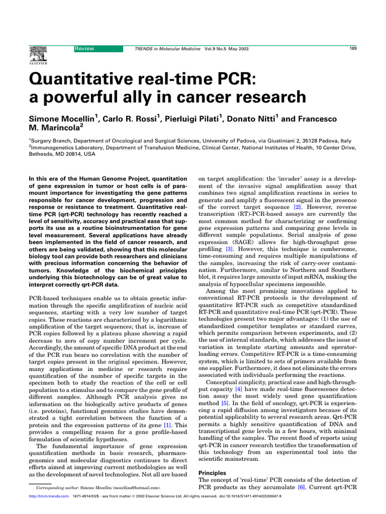 Quantitative Real Time PCR | PDF | Real Time Polymerase Chain Reaction ...