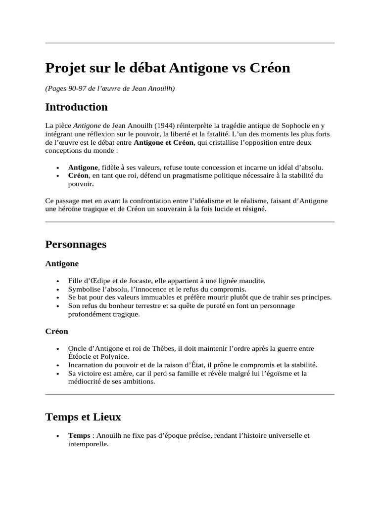 Antigone et Créon : Idéalisme vs Réalisme | PDF