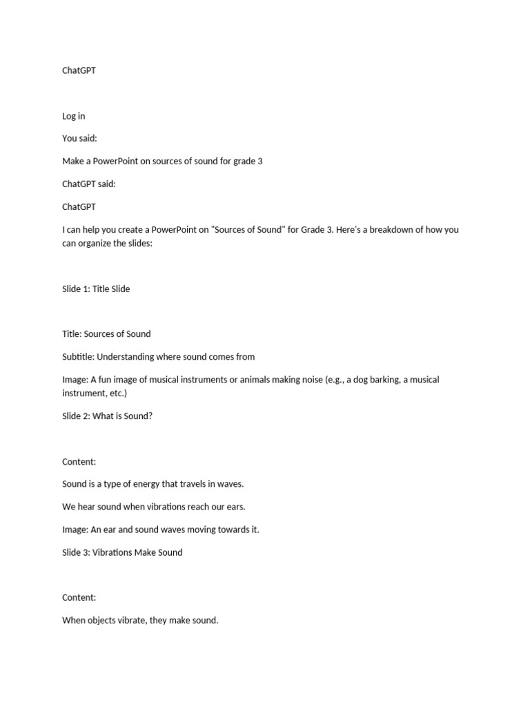 Grade 3 PowerPoint on Sound Sources | PDF