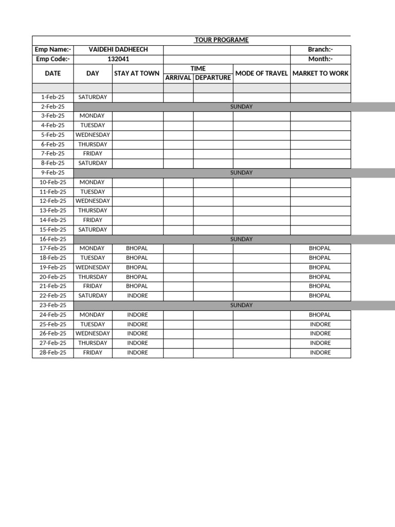 Feb. Vaidehi Dadheech Tour Program | PDF
