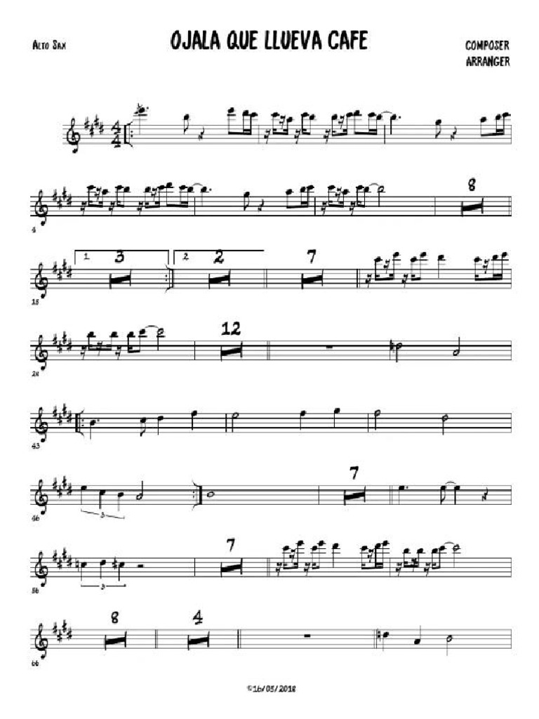 Ojala Que Llueva Cafe - Saxo Alto | PDF