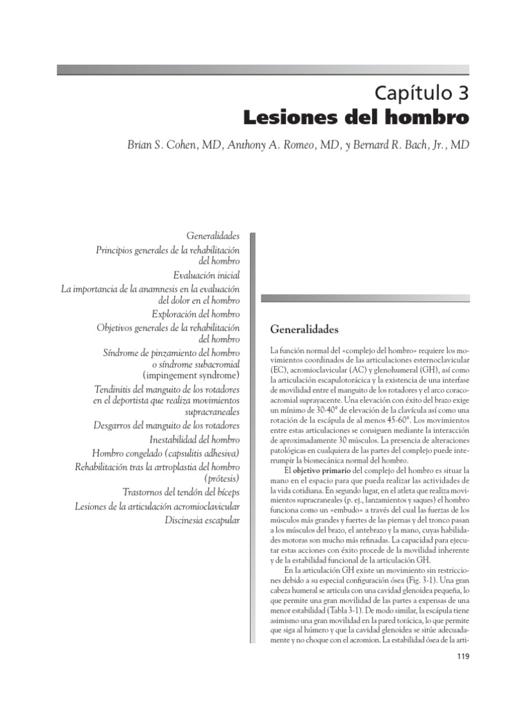 Brotzman - cap 3 Lesiones de Hombro | PDF | Hombro | Articulaciones
